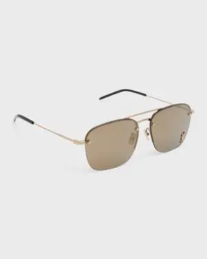Saint Laurent Metal Aviator Sunglasses Shiny Bronze