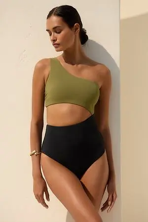 JETS Versa Rib One-Shoulder One-Piece Swimsuit Multicolor