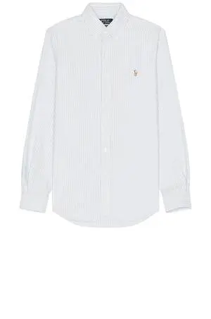 Polo Ralph Lauren Polo Ralph Lauren Long Sleeve Oxford Sport Shirt In Blue Blue & White Stripe