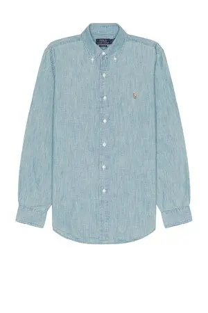 Polo Ralph Lauren Long Sleeve Sport Shirt In Denim-light - Chambray