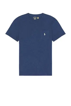 Ralph Lauren Crewneck Pocket T-shirt In Blue - Derby Blue Heather