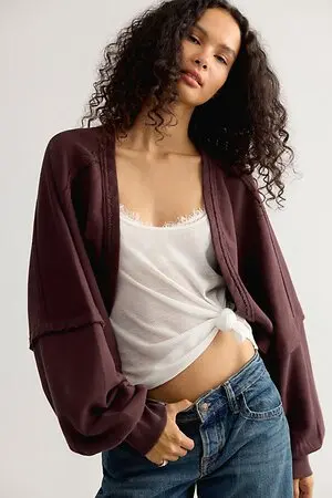 Free People Shrug It Off Sweatshirt - Double Espresso