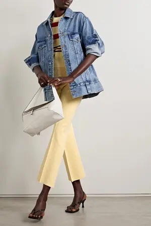 HIGH SPORT Cropped Stretch-cotton Flared Pants - Yellow
