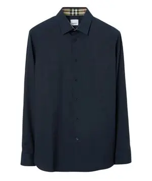 Burberry Slim Fit Stretch Cotton Shirt - Navy