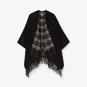 Burberry Reversible Check Wool Cape Black/calico Beige
