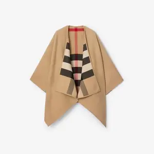 Burberry Reversible Check Wool Cape Camel