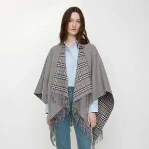 Burberry Reversible Check Wool Cape - Grey