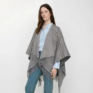 Burberry Reversible Check Wool Cape - Grey