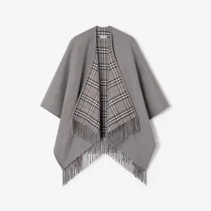 Burberry Reversible Check Wool Cape Grey