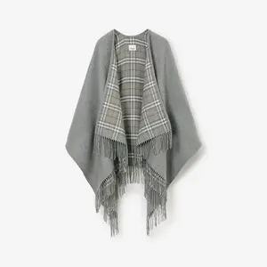 Burberry Reversible Check Wool Cape - Grey