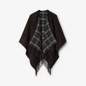 Burberry Reversible Check Wool Cape Otter
