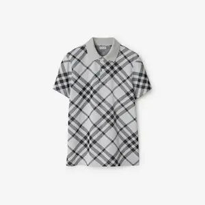 Burberry Check Cotton Blend Polo Shirt White/black