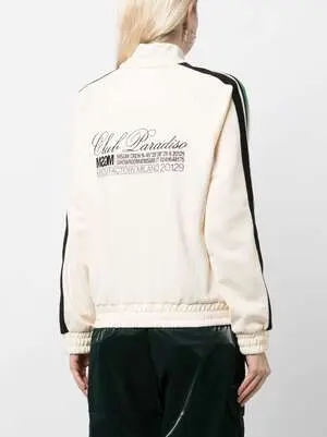 MSGM Logo-print Zip-up Sweatshirt - Neutrals
