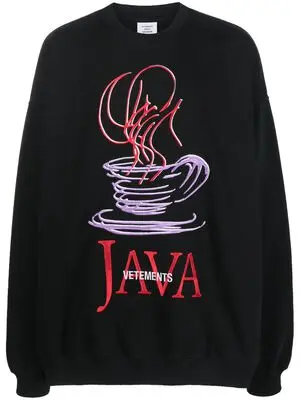 Vetements Java Graphic-Print Hoodie In Black - 53% Off | Editorialist