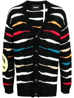 BARROW Striped V-neck Cardigan - Black