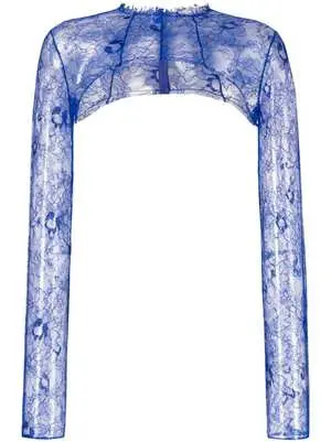 Off-White Lace Cropped Top - Blue
