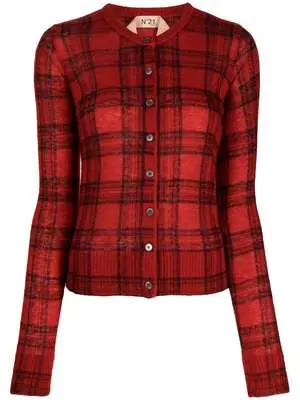 N°21 Check-print Buttoned Cardigan