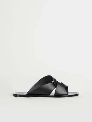 ATP ATELIER Allai Leather Flat Sandals - Black