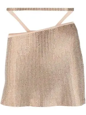 ANDREĀDAMO Rhinestone-embellished Mini Skirt - Gold
