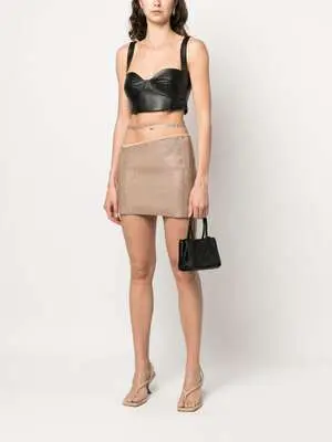 ANDREĀDAMO Rhinestone-embellished Mini Skirt - Gold