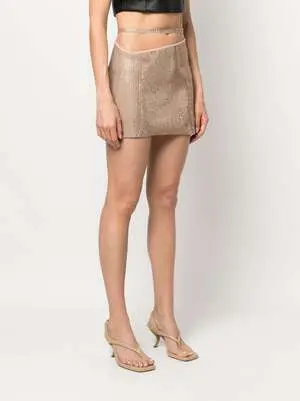ANDREĀDAMO Rhinestone-embellished Mini Skirt - Gold