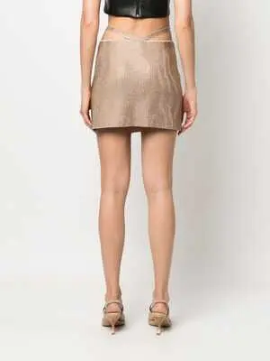 ANDREĀDAMO Rhinestone-embellished Mini Skirt - Gold