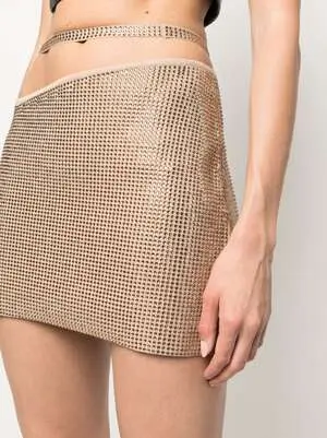 ANDREĀDAMO Rhinestone-embellished Mini Skirt - Gold