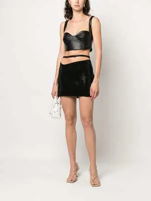 ANDREĀDAMO Rhinestone-embellished Miniskirt - Black