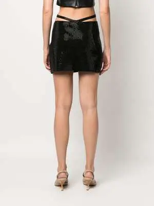 ANDREĀDAMO Rhinestone-embellished Miniskirt - Black