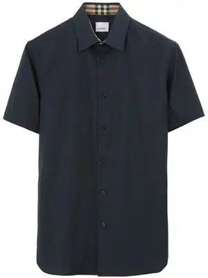 Burberry Logo-embroidered Cotton Shirt - Blue