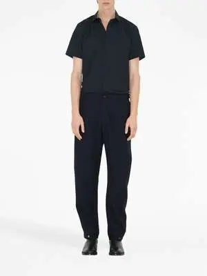 Burberry Logo-embroidered Cotton Shirt - Blue