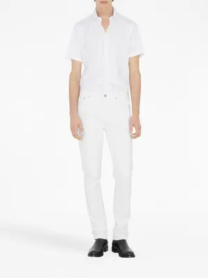 Burberry Logo-embroidered Cotton Shirt - White