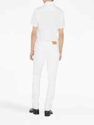 Burberry Logo-embroidered Cotton Shirt - White