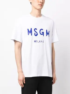 MSGM Logo-print Cotton T-shirt - White