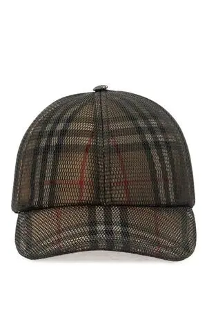 Burberry BURBERRY TARTAN BASEBALL CAP WITH MESH PANEL - Beige, Black