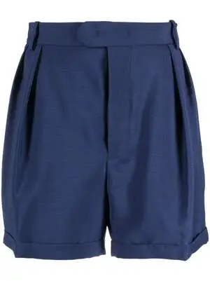 Bally Pleated Mohair-wool Blend Shorts - Blue