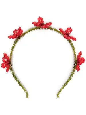 Simone Rocha Poppy Beaded Headband In Green - 40% Off  display picture 1