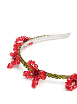 Simone Rocha Pink and Green Floral Beaded Headband Simone Rocha Pink and Green Floral Beaded Headband main image 4