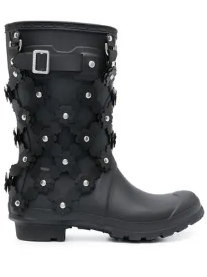 Noir Kei Ninomiya X Hunter Floral-Appliqué Rain Boots In Black
