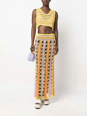 Celiab Argento Open-knit Maxi Skirt