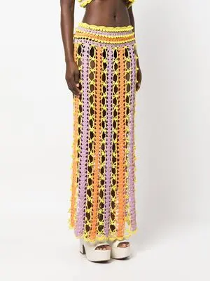 Celiab Argento Open-knit Maxi Skirt