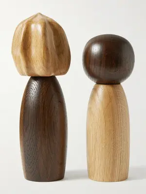L'Objet Picanto Natural And Smoked Oak Salt And Pepper Grinders - Brown