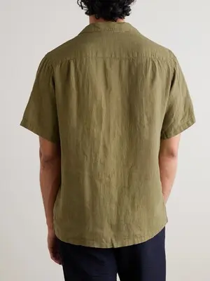 Portuguese Flannel Camp-collar Linen Shirt - Green