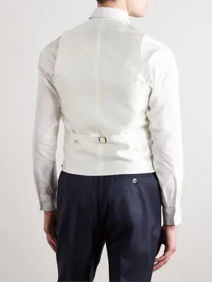 FAVOURBROOK Dukes Slim-fit Shawl-lapel Double-breasted Linen Waistcoat