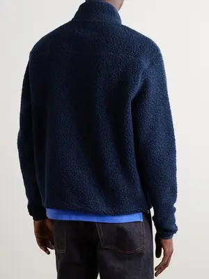 DRAKE'S Logo-embroidered Wool-blend Fleece Jacket - Blue
