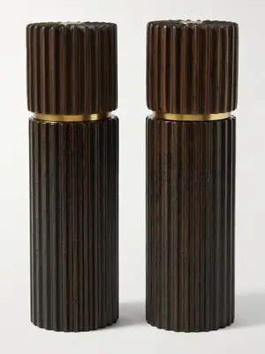 L'Objet Ionic Smoked Oak And Gold-tone Salt And Pepper Mills - Brown
