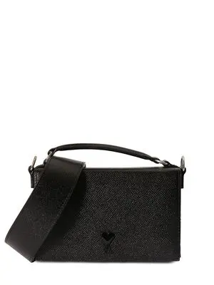 AMI Paris Leather Crossbody Bag - Black