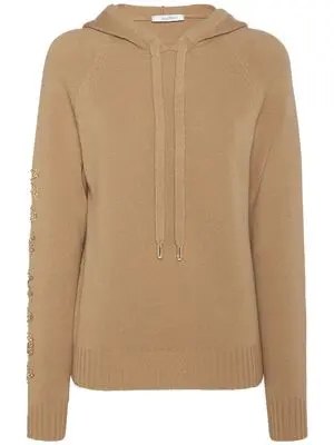 Max Mara Ananas Wool & Cashmere Knit Hoodie Camel