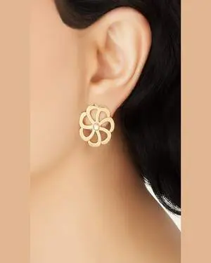 L. KLEIN 18k Yellow Flora Diamond Stud Earrings