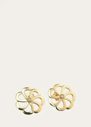 L. KLEIN 18k Yellow Flora Diamond Stud Earrings